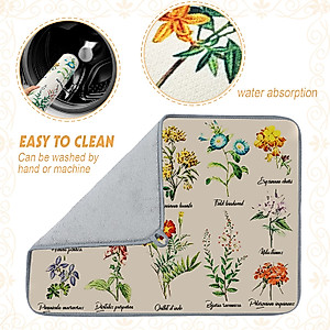 18 x 24 Inch Kitchen Drying Mat Flower Herbs Dish Drying Mats for Kitchen Counter Dish Drying Pad Plant Absorbent Reversible Microfiber Leaves Plant Dish Mat for Drainer Rack Coffee Bar Decor