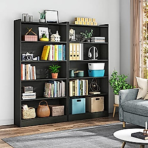 Tribesigns 72-inch Tall Bookcase, Modern 6-Tier Black Library Bookshelf with Storage Shelves, Large Open Bookcases Wood Display Shelving Unit for Bedroom Living Room Office, Floor-Standing (Black)