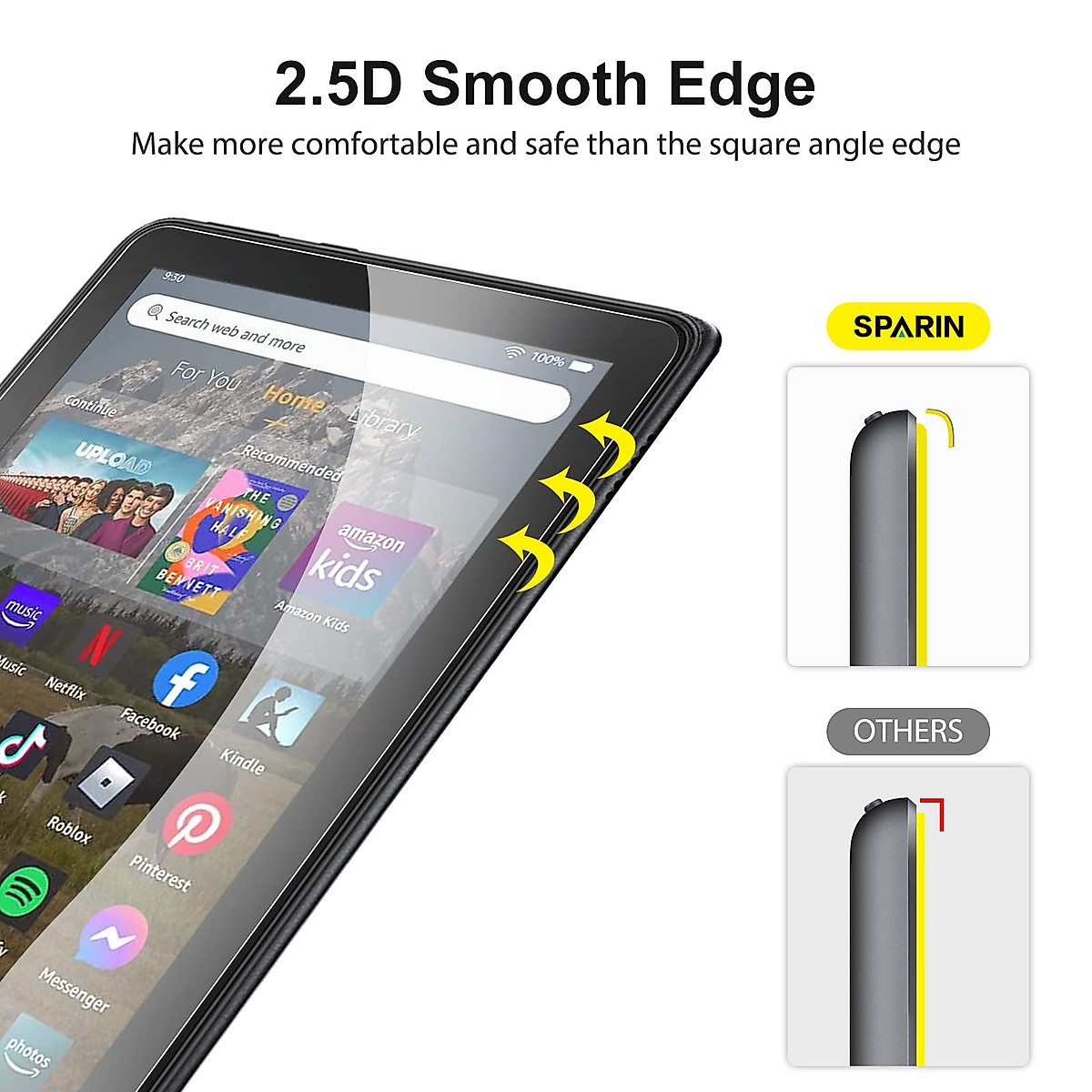 SPARIN 9H Hardness Tempered Glass Screen Protector Compatible with All-new Fire HD 8 2022&2020 Released (12th&10th Generation), 8.0 Inch