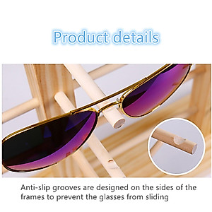 TANG SONG 1 PCS Solid Wood Glass Display Holder Sunglass Display Holder Wood Glass Display Rack Double Linen Glass Showcase (Double Row 12 Pairs)