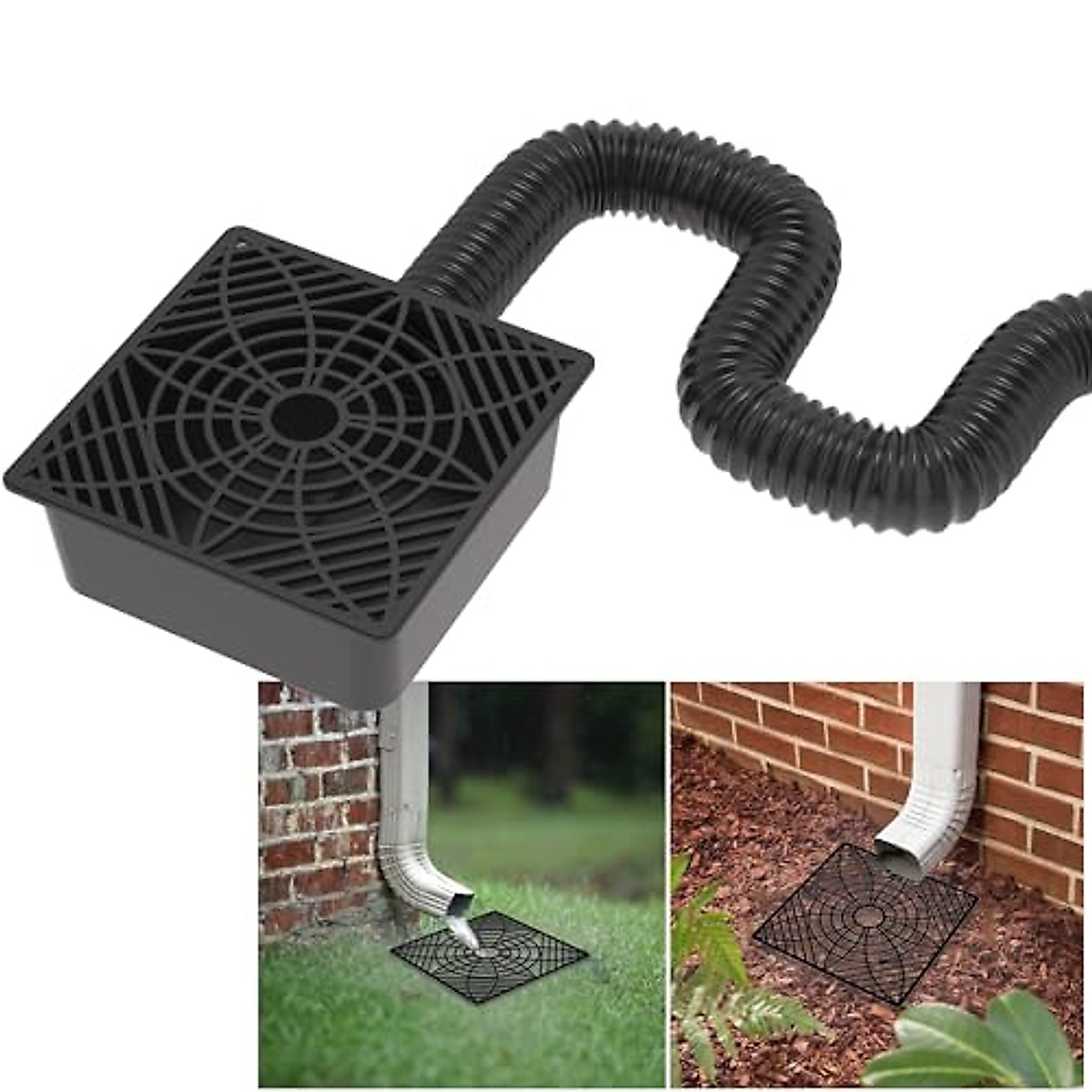 Upgraded Gutter Downspout Extensions Flexible, No Dig Catch Basin Downspout Extension with Leak-Proof Splash Block Kit,Extendable from 1.34’ to 5.1’