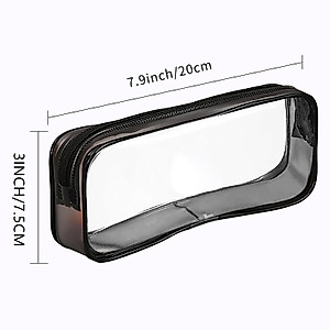 MYSXN PVC Zipper Pencil Case,Pen Bag for Teen Girls School Supplies,Classroom,Office Supplies,Home,Make up Cosmetic Bag,Travel Luggage (Black)