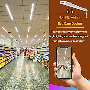 FAITHSAIL 5 Pack Linkable 4FT LED Shop Light, 40W, 4000 LM [Eqv.150W Fluorescent] 4000K LED Utility Light with Plug 48 Inch LED Garage Light Energy Saving Upto 1000KW/5Yrs(5Hrs/Day)-Hang & Flush Mount