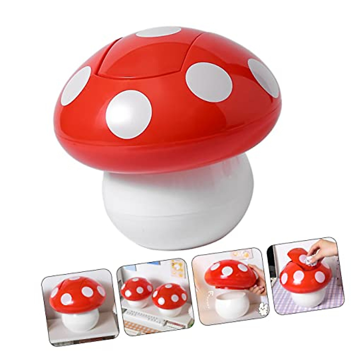 HANABASS for Tiny Adorable Decoration or Tabletop Waste Table Lid Organizer Car Small Home Mushroom Kawaii with Accessory Rubbish Bin Desktop Plastic Countertop Decorative Trash Bins