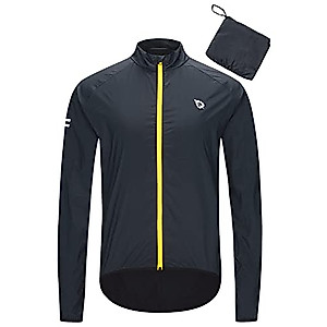 baleaf Men's Cycling Windbreaker Jackets Lightweight Windproof Packable Pockets Reflective Water-resistant UPF40+ All Weather Black M