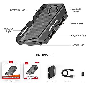 Joso Keyboard Mouse Adapter for Nintendo Switch, Wired Keyboard and Mouse Converter for Xbox One, Xbox Series X/S, PS4/PS3 with OTG Adapter/Keys Mapping Play FPS, TPS, RTS Games