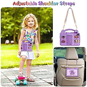 VOFUOE for TCL Tab 8 LE Tablet Case with Shoulder Straps Stand Handle DIY Accessories for Kids, EVA Shockproof Cover for TCL Tab 8 LE (9137W)/ TCL Tab 8 WiFi(9132X) 8.0 Inch 2023-Purple
