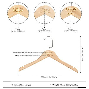 Joyforisa Bridal Hanger, Custom Name Wedding Hanger, Personalized Date Bride Hanger, Wooden Hangers for Wedding Dress, Wedding Dress Bridal Gift