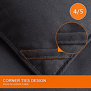 Queen Size Comforter,Luxurious All Season Cooling Fluffy Soft Quilted Down Alternative Comforter Reversible Duvet Insert with Corner Tabs,Dark Grey,88x88 Inches