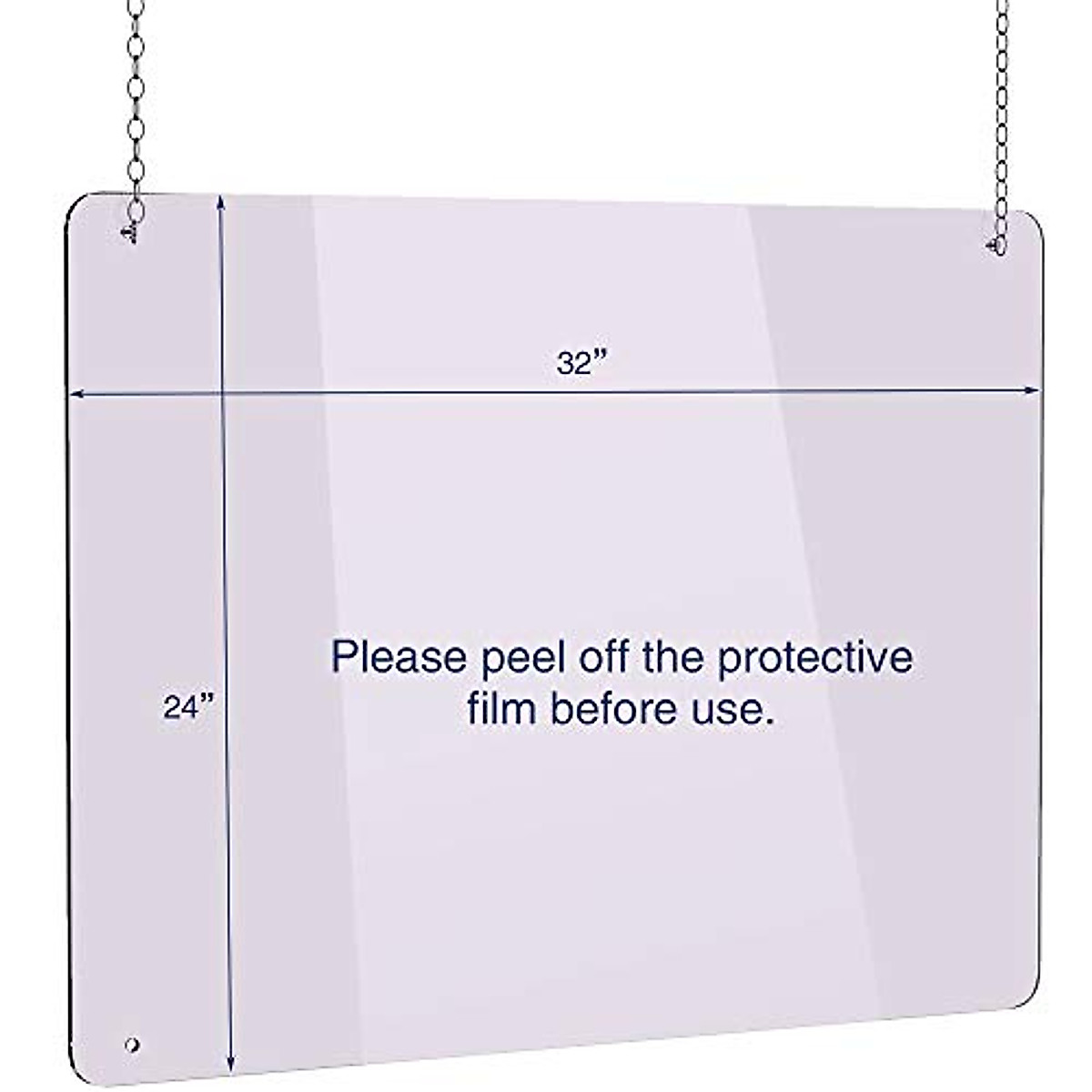 Hanging (24" x 32") Portable Acrylic Plexiglass Sneeze Guard Shield for Counter Barrier from Sneezing Cashier Protection, Multiple Sizes Available