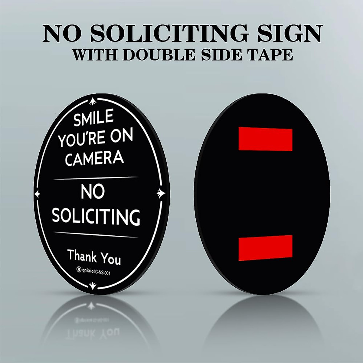 Ignixia No Soliciting Sign for House 4" x 5" Inches Smile You are on Camera Sign Digital Printed Oval Shape with Industrial Grade Adhesive No Soliciting Thank You Sign