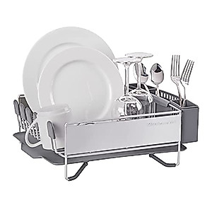 KitchenAid Compact Stainless Steel Dish Rack, Satin Gray, 15-Inch-by-13.25-Inch -