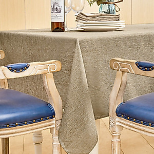 Mebakuk Rectangle Table Cloth Linen Farmhouse Tablecloth Waterproof Anti-Shrink Soft and Wrinkle Resistant Decorative Fabric Table Cover for Kitchen (Mocha, 52" x 70" (4-6 Seats))