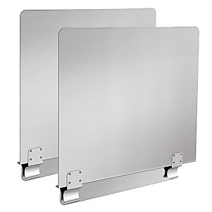 Stainless Steel Commercial Deep Fryer Splash Guard 20-1/2" W X 18" H Side Splash Universal fit clips stop oil from splattering, pack of 2