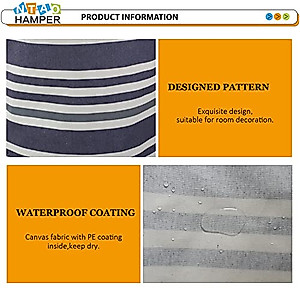 NTAOHAMPER Baby Boy Laundry Basket,Round Kids Laundry Hamper,Collapsible Storage Bin with Handles for Bedroom,Gift Basket,Room Decor(Blue Stripes)