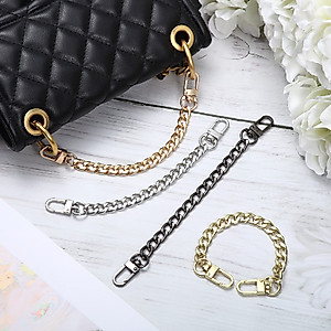 WILLBOND 4 Pcs Purse Chain Strap Purse Strap Extender DIY Flat Chain Strap Handle Bag Accessories Charms Decoration for Purse Handbags Shoulder Bag (Vintage Black, Silver, Gold, Light Gold, 7.9 Inch)