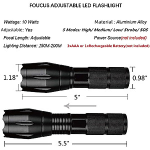 2 Pack Tactical Flashlights Torch, Military Grade 5 Modes 3000 High Lumens Led Waterproof Handheld Flashlight for Camping Biking Hiking Outdoor Home Emergency