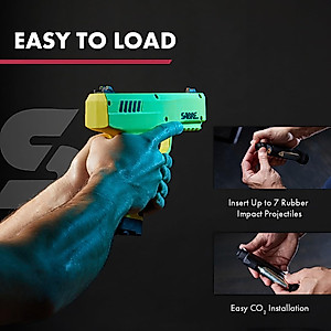 SABRE Home Defense Projectile Launcher, with 7, .68 Cal. Impact Projectiles, Direct Impact Up to 60ft., Easy to Handle, and Holds Up to 7 projectiles with 330 FPS Velocity Range