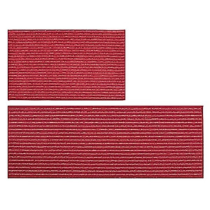 BEQHAUSE Red Kitchen Rugs Set of 2 Non-Slip Kitchen Runner Rug Washable Kitchen Mats for Floor Absorbent Soft Kitchen Area Rug for Sink,Laundry,Hallway&Kitchen 24”x35”+24”x60”