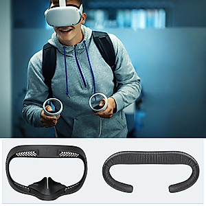 VR Facial Interface & Face Pad for Oculus Quest 2, VR Face Cover Cushion Replacement Compatible with Quest 2,Breathable Holes Leather Protective VR Accessories