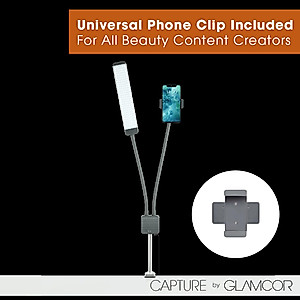 Glamcor Capture LED Light Kit with Smartphone Mount and Table Clamp