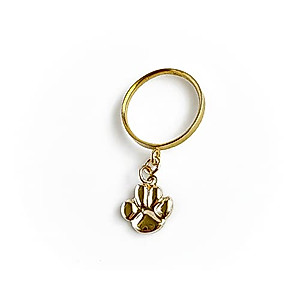 14K Gold-Filled Puppy Paw Charm Ring, 14K Gold-Filled Ring, Smooth Textured Thin Band, Animal Pet Lovers Gift, Jewelry Inspirations