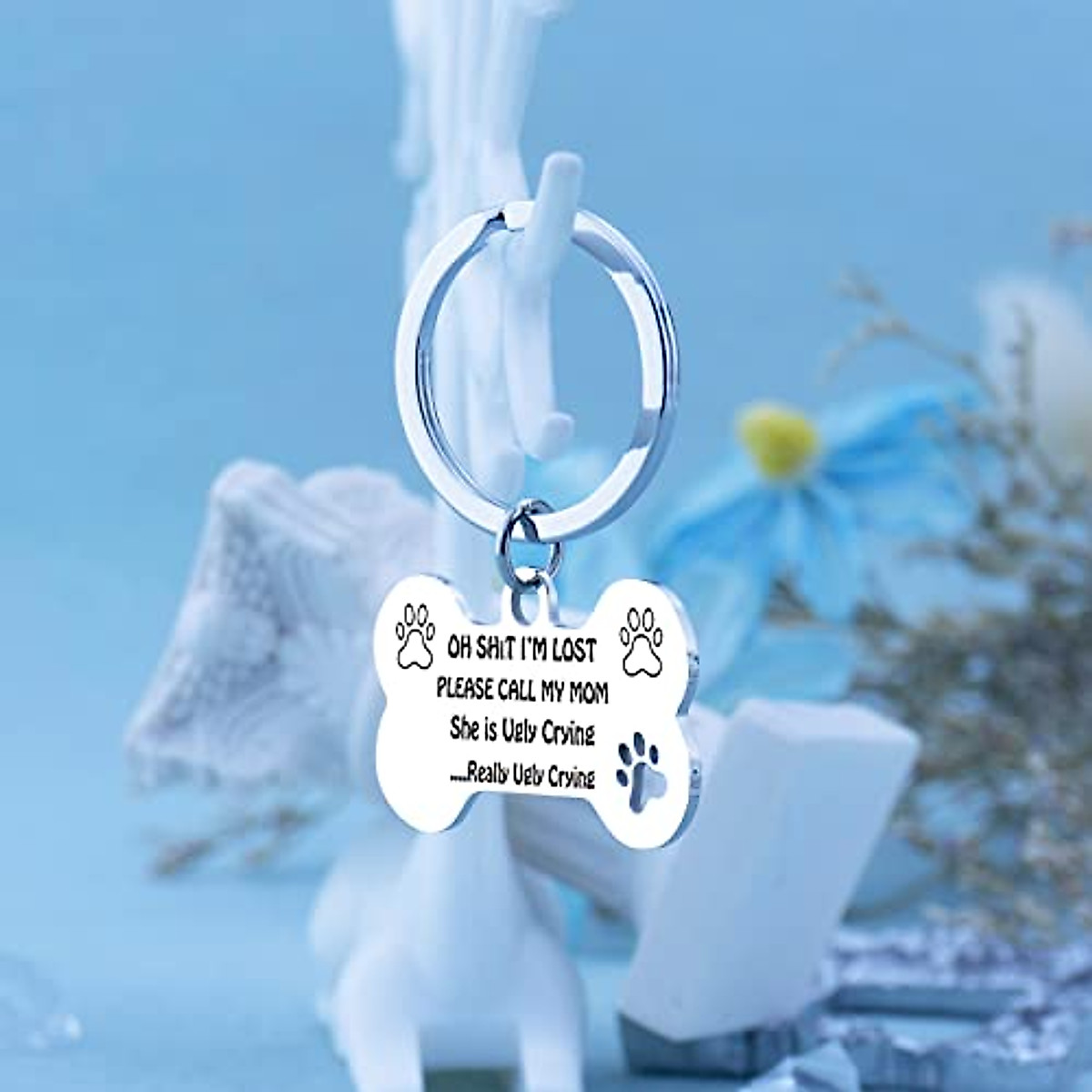 Dog Tags Engraved for Pets Funny Dog Tag Pet Tags Personalized Dog Tags for Pets Stainless Steel Dog Collar Tag Sht I'm Lost, Call My Mom, She's Ugly Crying