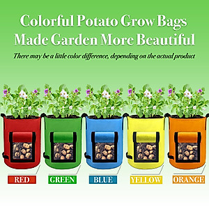 kopotma 5Packs Colorful Potato Grow Bags, Heavy Duty Potato Grow Bags with Flap, Potato Bags for Growing Potatoes Potato Planter Potato Growing Containers Potato Growing Bags, 10Gal