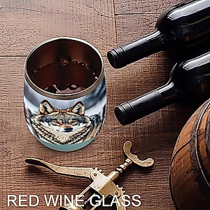 OPTKSNCU 304 Stainless Steel Insulated Cup with Lid, Winter Farm Style Wolf Print Durable, And Easy to Clean – Ideal for Home, Office, And Gift Giving