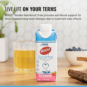 BOOST Soothe Clear Nutritional Drink – Cooling sensation - 300 Calories - 10 g Protein from Whey Protein Isolate - Hint of Strawberry Kiwi Flavor - 8 fl oz (Pack of 24)