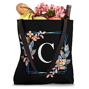Letter C Initial Floral Flower Monogram Gift Women Girls Tote Bag