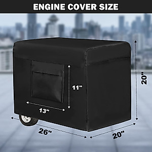 Autolion Generator Cover Waterproof Universal Thicken 300D Polyester 26 x 20 x 20 inch - for Most Generators 5000-10000 Watt, Black