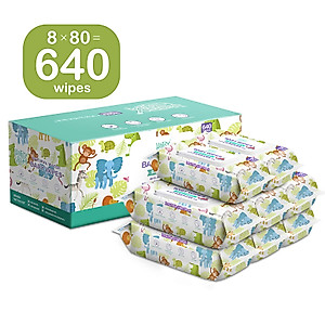 Baby Wipe - HAPPY BUM Baby Wet Wipes, Baby Water Wipes Unscented, 8 Packs, 640 Count
