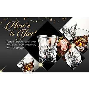 BERKWARE Lowball Whiskey Glasses - Clear Old Fashioned Glasses with Square Top Design for Bourbon, Scotch & More, 9.5oz each (Set of 6)