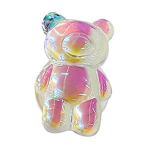 yxsian69g Mobile Phone Grip Holder Easy Installation Multi-Purpose Adorable 3D Laser Bear Phone Holder Mobile Grip Bracket Multicolor