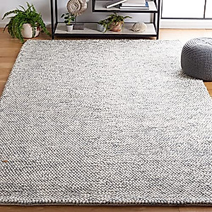 Safavieh Natura Collection 4' x 6' Grey/Ivory NAT182F Handmade Wool Entryway Living Room Foyer Bedroom Accent Rug