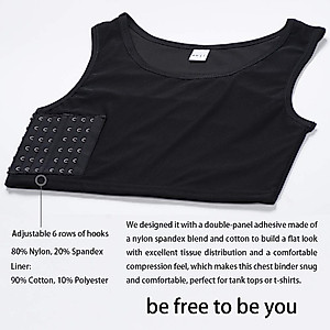 XUJI FTM Transgender Chest Binder Tank Top (B, L) Black
