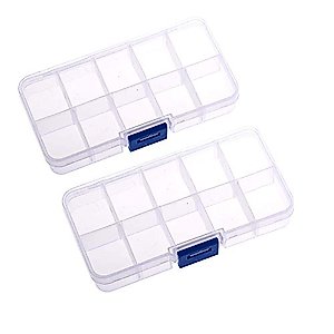 10 Grids Portable Plastic Organizer Container Storage Box,with Adjustable Grid (2 pcs)