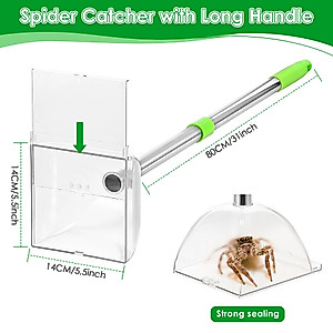 Saillong 1 Pack Large Spider Insect Catcher with Long 31'' Handle, Contactless Spider Grabber Removes Release Spiders and Insects, Spider Catchers for Home Kid Nature Explore
