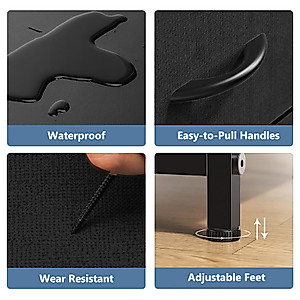 Dresser for Bedroom, Tall Storage Drawers, Fabric Storage Tower with 8 Drawers, Chest of Drawers with Fabric Bins, Sturdy Metal Frame, Wood Tabletop for Kids room, Closet, Entryway, Nursery, Black