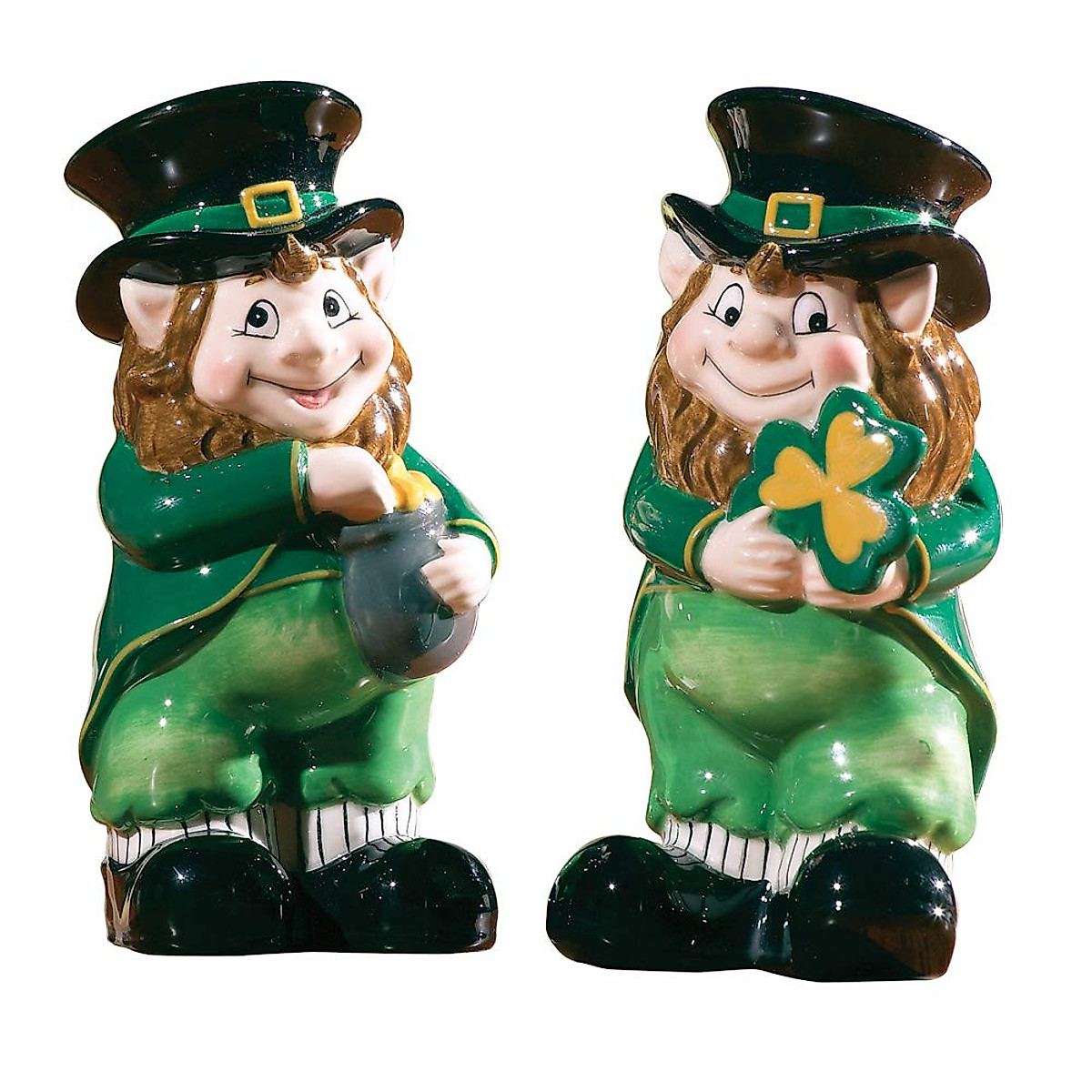Collections Etc Lovable Irish Leprechaun Salt & Pepper Shaker Set