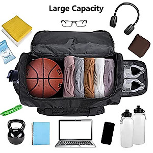EONGOA Sports Travel Gym Bag with Shoes Compartment & Dry Storage Pocket,Durable Water Resistant Fitness Duffle Bag with Inner Pocket and Adjustable Shoulder Strap for Women & Men