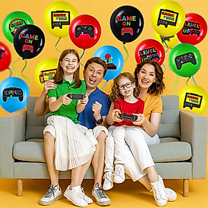 Zomiboo 45 Pieces Video Game Latex Balloons, 12 Inch Gaming Gamer Birthday Party Decorations for Kids' Party Boys Video Game Party Game Night Party Game on Party Level Up Party Supplies, Blue,green