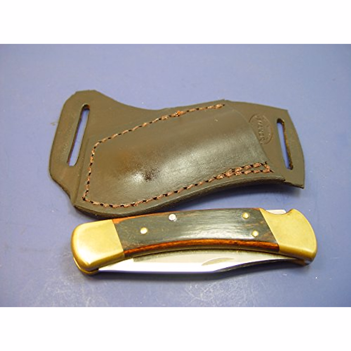 Custom Leather Left Hand Cross Draw Pocket Knife Sheath for a Buck 110 OR 112