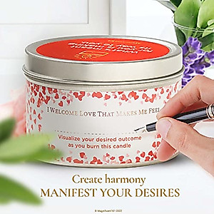 Pure Love Aromatherapy Candle for Love Attraction, Romance - Sage Rose Lavender Scented, Natural Soybean Wax Tin for Purification & Chakra Healing