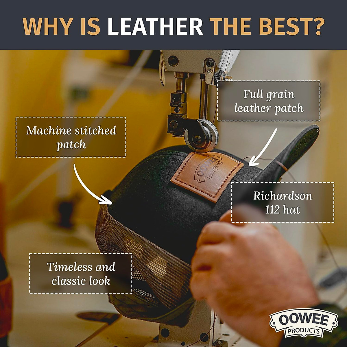 American Flag Hat for Men | Leather Patch Hat | Machine-Stitched Badge on Richardson 112 Trucker Hat | Adjustable Snapback Country Trucker Hat, Richardson Hat | Trucker Hat with Patch (Duck Camo)