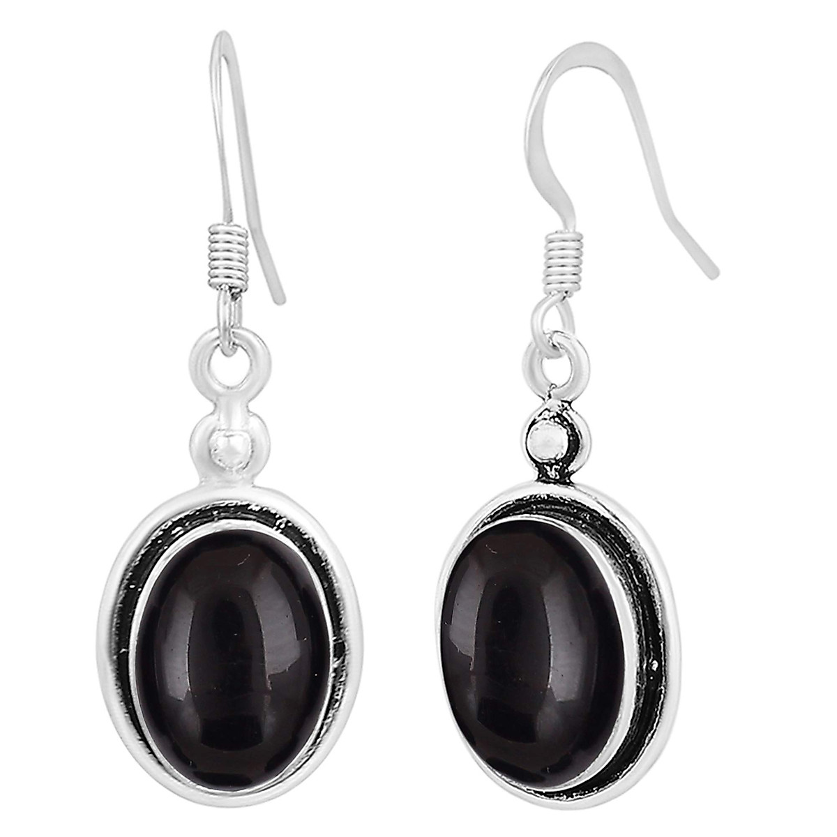 10.56 Cts Black Onyx Dangle Earrings For Women, Black Stone July Birthstone Jewelry Mother's Day Gifts For Mom Wife