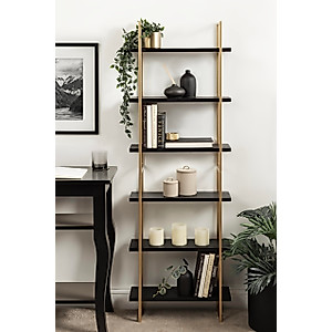 Kate and Laurel Leigh Modern 3 Tier Wall Shelf, 20 x 7 x 30, Black and Gold, Decorative Contemporary Glam Multi-Tiered Shelf Wall Organizer for Storage and Display