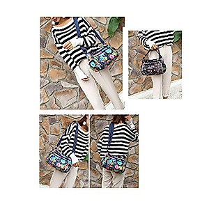 NOTAG Crossbody Bags for Women Nylon Shoulder Bag Floral Multi-Pocket Purses and Handbags (CH)