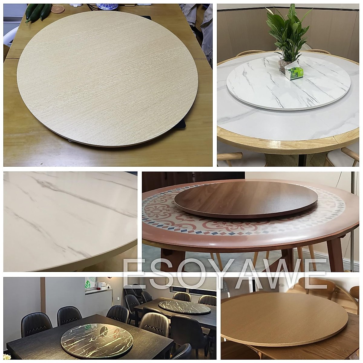 Round Rotating Serving Tray For Dining Table, 20" 24" 28" 32" 36" 39" Wooden Lazy Susan Turntable, 360° Swivel Silent Smooth Rotating Plate, For Easy To Share Food